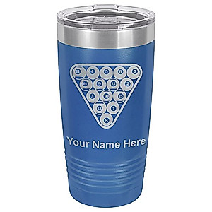 LaserGram 20oz Vacuum Insulated Tumbler Mug, Billiard Balls, Personalized Engraving Included (Dark Blue)