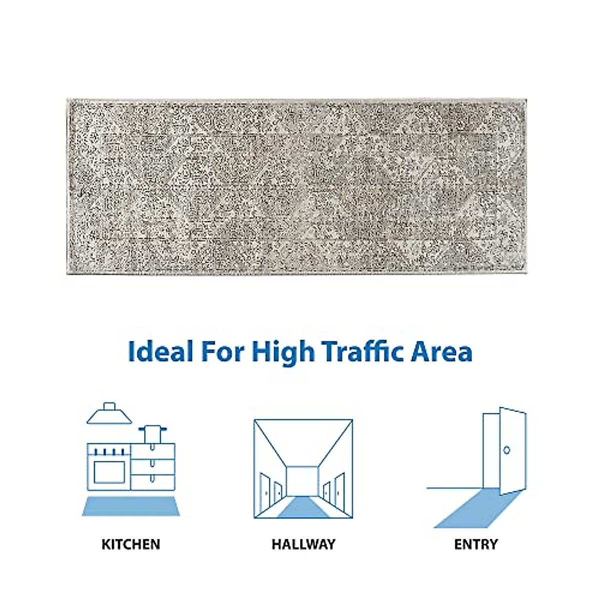 Madison Park Dakota Vienna Woven Turkish Area Rugs for Living Room, Indoor Dining Accent Modern Home Décor, Ultra Soft Floor Carpets for Dining Room, 5'3"W x 7'L, Distressed Tiled Beige