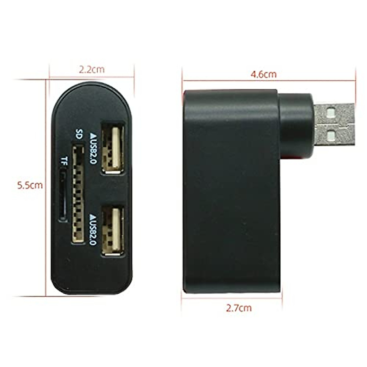 WJCCY USB Hub 2.0 SD TF Card Reader Adapter Splitter Power Interface USB Card Reader for Computer Laptop PC