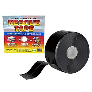 Rescue Tape, Self-Fusing Silicone Tape, Emergency Plumbing Pipe & Radiator Hose Repair, Electrical Insulation, 1" Width x 36' Length x 0.02" Thick, Black