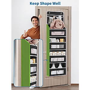 JARLINK 5-shelf Over Door Organizer Storage, Upgrade Hanging Storage with Clear Window, 50 lbs Load Storage Organizer for Bedroom, Bathroom, Nursery, Baby Kids Toys, Diapers, Pantry, Black