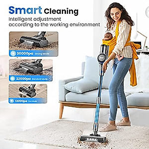 INSE Cordless Vacuum Cleaner, 400W Stick Vacuum with 30Kpa Powerful Suction, 55min Runtime, Smart Induction Auto-Adjustment, Rechargeable Vacuum Cleaners for Home Carpet Floor Pet Hair, LED Display-S9