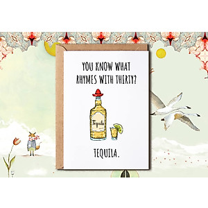 NTVShop You Know What Rhymes With Thirty - Funny 30Th Birthday Card - 30Th Birthday Gift For Her Or Him - Turning 30 Card For Sister Brother Or Coworker