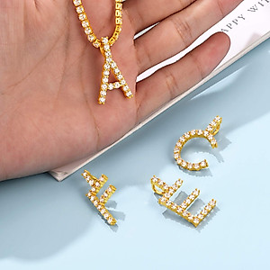 Suplight Tennis Chain Initial Necklace, Choker Chain with Pendant, Womens Bling Necklace, Cubic Zirconia CZ Micro Pave A-Z Alphabet Letter Necklaces for Women