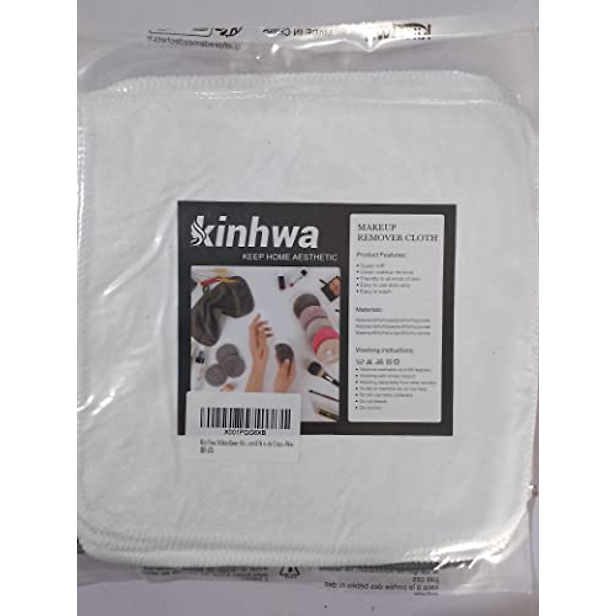 KinHwa Reusable Face Cloths Soft Makeup Remover Cloth Microfiber Washcloths Facial Cleaning for Women (8inch x 8inch 6Pack, 3GERY+3WHITE)