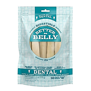 Better Belly Highly Digestible Rawhide Dental Chews, Treat Your Dog to a Chew with NO Artificial Colors or Flavors