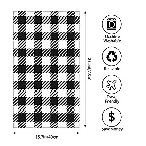 QICENIT Black and White Plaid Highly Absorbent Hand Towels Ultra Soft Quick-Dry Bath Towel for Bathroom Kitchen Hotel Gym Spa Superfine Fiber(15.7" x 27.5")