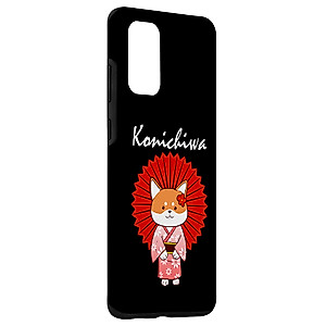 Galaxy S20+ Funny Shiba Inu Uni Dog Konichiwa Kimono Flower Dress Case
