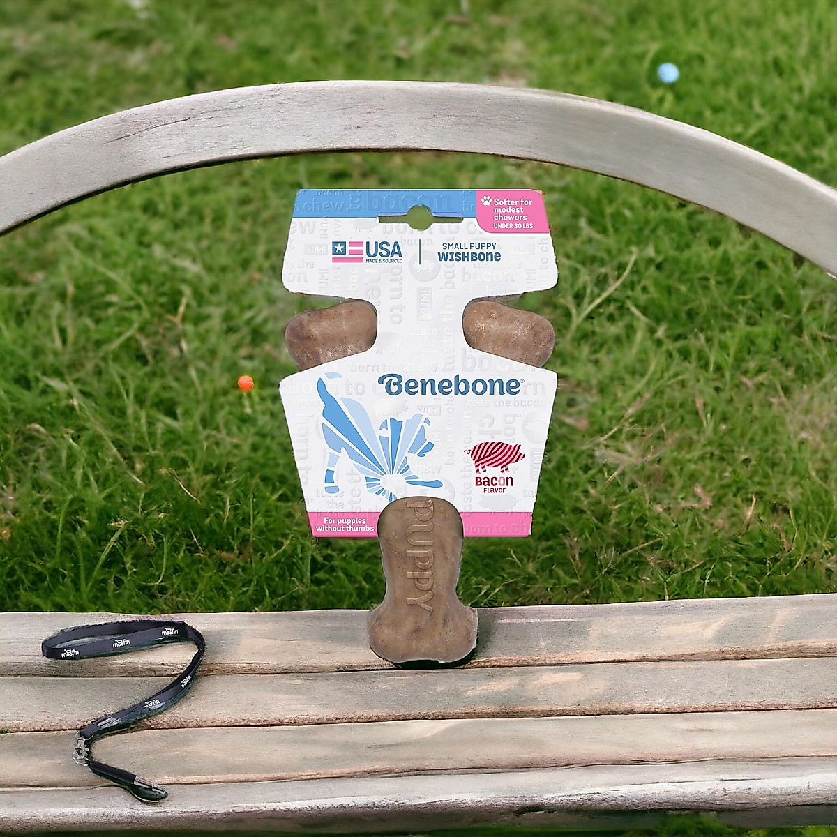 moofin Puppy, 1 Count - Wishbone Dog Chew Toy, Durable Teething Support with Real Bacon Flavor, Large - includes SS Pet Training Whistle, USA-Made, Dog Chew Toy [Pack of 3], Brown