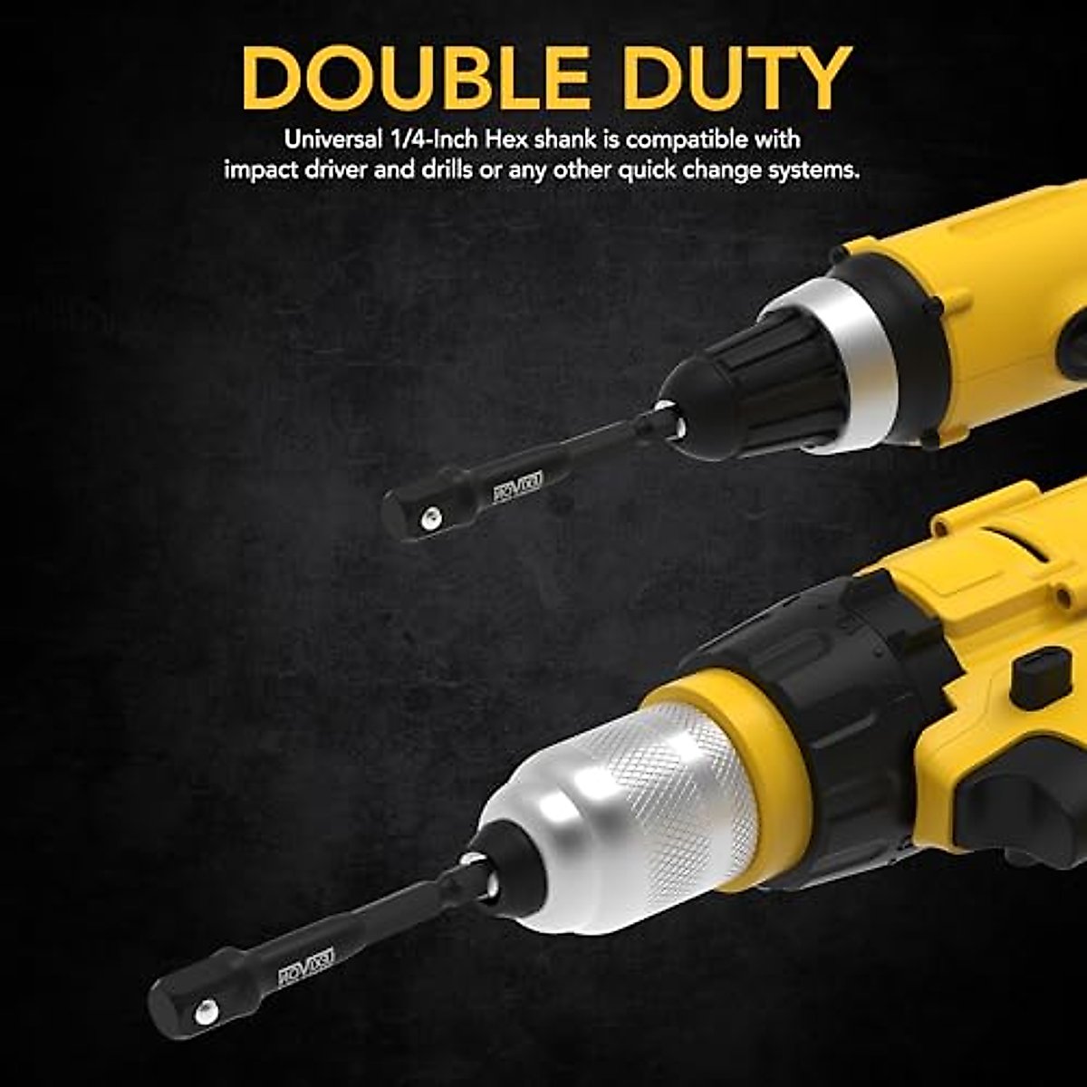 LEXIVON [2-Pack] Impact Grade Socket Adapter Set, 3" Extension Bit With Holder | 3-Piece 1/4", 3/8", and 1/2" Drive, Adapt Your Power Drill To High Torque Impact Wrench (LX-101X2)