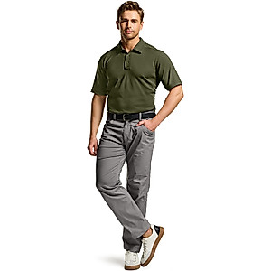 CQR Men's Polo Shirts, Tactical Short Sleeve Golf Performance Shirts, Lightweight Dry Fit UPF 50+ Pique, Frost Essential Army Green, X-Large