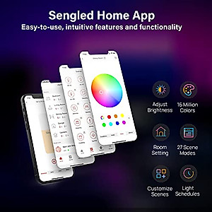 Sengled Smart LED Strip Lights 32.8ft WiFi LED Lights Work with Alexa and Google Home 16 Million Colors RGB Music Sync Adjustable Length 25,000 Hours Life Multi Mode Support for Game Movie