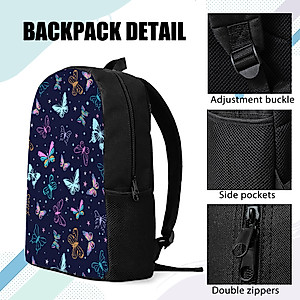 Ulbraofs Girls Backpack with Lunch Box Pencil Case, 3PCS School Backpack Set for Kids Teens, Elementary Middle School Bookbag for Boys Girls Student - Blue Butterfly