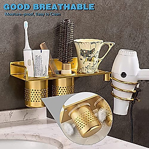 Leyeet Hair Blow Dryer Space Aluminum Wall Mounted Spiral Hair Tool Organizer for Blow Dryer Comb