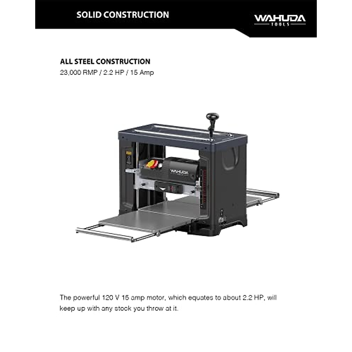 Wahuda Tools 13" Spiral Cutterhead Planer with 4-sided carbide Tips (Two Speed-New)
