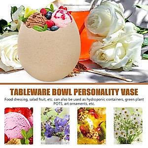 Angoily Dessert Bowl Salad Bowl Dinosaur Egg Shape Bowl Ceramic Ice Cream Bowls Decorative Pudding Cup Cute Eating Bowl Small Snack Bowls Flower Vase Pencil Holder Khaki 1