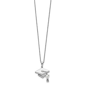 IceCarats 925 Sterling Silver Cubic Zirconia CZ Graduation Cap Chain Necklace
