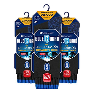 BLUE GUARD Blueguard - 3 Pack Mens Heavy Duty Cotton Durable Work Socks with Arch Support (13-15, Black)