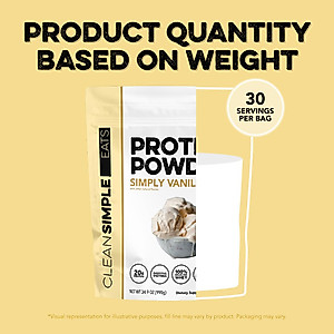 Clean Simple Eats Simply Vanilla Whey Protein Powder, Natural Sweetened and Cold-Processed Whey Protein Powder, 20 Grams of Protein (30 Servings)