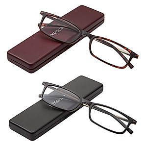 EYEGUARD Reading Glasses with Portable Case Slim Mini Pocket Readers for Women Men Eye Glasses