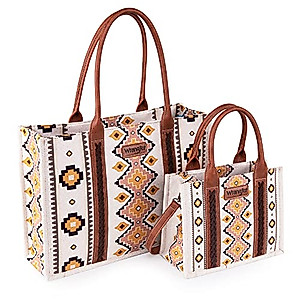 Wrangler Tote Bag for Women Western Shoulder Purses Boho Aztec Satchel Hobo Handbags, WG2202-8119CF