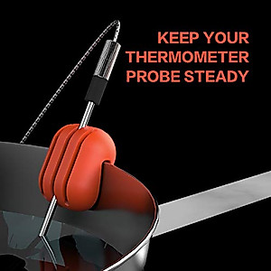 Cappec Pot/Cup Clip for Thermometers - Silicone, Non-Scratch, Hand-Free Cooking, Heat Resistant - Compatible with Most Probe Sizes - Great Gift Idea