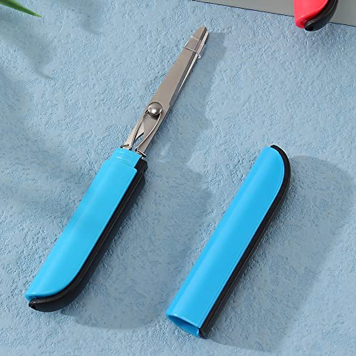 RAYNAG Set of 2 Portable Safe Scissor Mini Folding Paper Cutting Scissors School Supplies DIY Scrapbooking, Random Color
