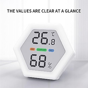 Digital Hygrometer Thermometer, Indoor Hygrometer Thermometer Comfort Indicator Clear Display Versatile Room Humidity Gauge Thermometer for Living Room Kitchen Office