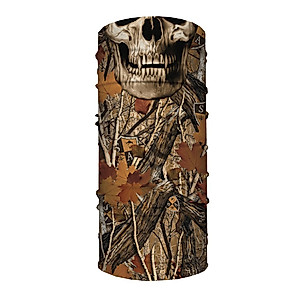 SA Company Face Shield Micro Fiber Protect from Wind, Dirt and Bugs. Worn as a Balaclava, Neck Gaiter & Head Band for Hunting, Fishing, Boating, Cycling, Paintball and Salt Lovers Forest Camo Skull
