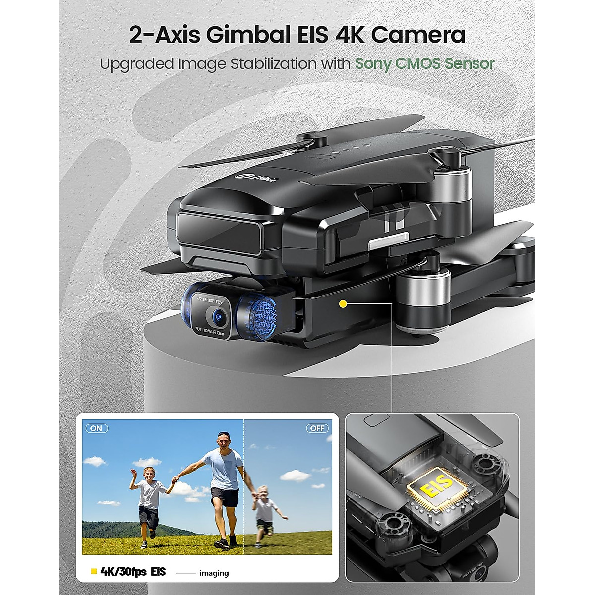 Holy Stone HS600 Drones with Camera for Adults 4K, FAA Remote ID Compliant, 2-Axis Gimbal & EIS Anti Shake, 3 Batteries 84-Min Flight Time, 10000 FT Range Transmission, 4K/30FPS, Drone Landing Pad