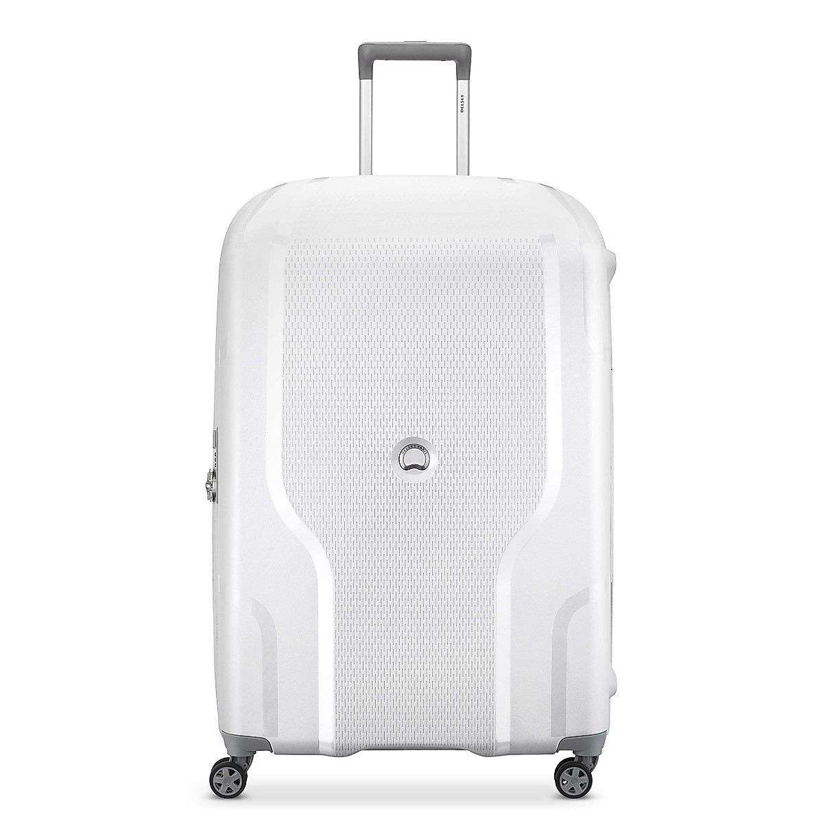DELSEY Paris Clavel Hardside Expandable Luggage with Spinner Wheels, White, Checked-Large 30 Inch