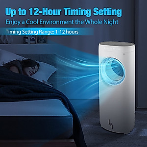 Evaporative Air Cooler - Trustech Portable Air Cooler, Cool & Humidifying with 3 Speeds, 12H Timer Evaporative Cooler, Bladeless Fan Ice Boxes Contained, Remote Control Tower Fan for Large Room Office