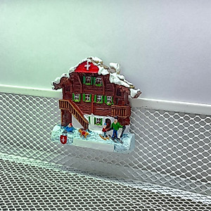 A-ONE Swiss Chalet Winter Snow Switzerland 3D Gift Fridge Magnet 1PC+Matterhorn Landmark Iron on Patch 1PC, Scenery Freezer Magnet, Emblem Patch for Denim Jacket Shirts Holiday Travel Gift C12+192