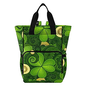 SPRIPORT St.patrick's Clover Coins Diaper Bag Backpack for Baby Boys Girls Baby Essentials Travel Tote with Stroller Straps & Bottle Storage Maternity Baby Changing Bags for Traveling Shopping Hiking