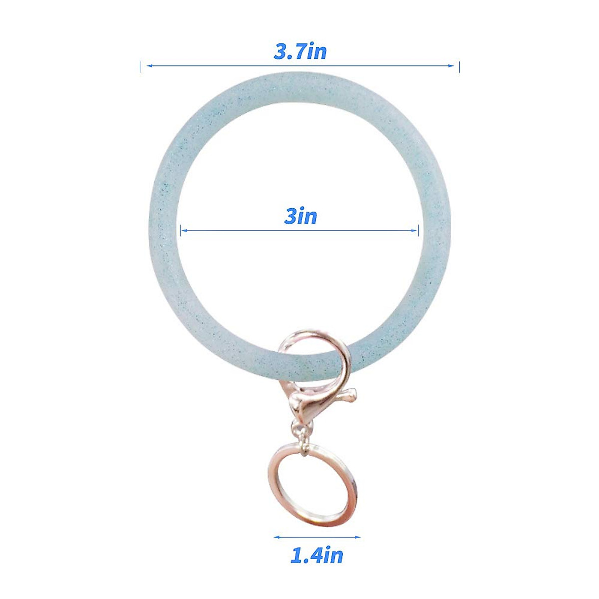 YBB 5 Pcs Silicone Wrist Keychain Bracelets, Shiny Bangle Keyring Large Circle Keychain Holder for Women Girls Christmas Valentine's Day Gift