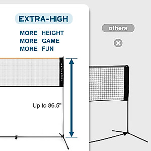 Jaulbony Pickleball Net Volleyball Net Outdoor Height Adjustable 17ft x 7ft Tall Badminton Net Backyard Game Tennis Portable for Junior Kid Soccer Pool Sports High Scool