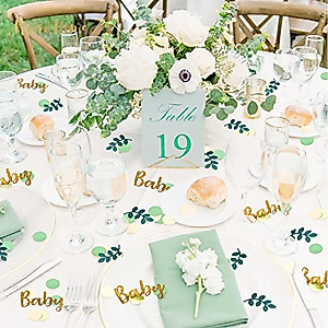 NICROHOME Greenery Baby Shower Confetti Decorations 50g, Eucalyptus Sage Green Paper Table Confetti for Gender Reveal Party Ideas