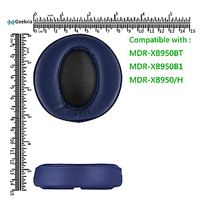 Geekria QuickFit Replacement Ear Pads for Sony MDR-XB950BT MDR-XB950B1 MDR-XB950/H Headphones Ear Cushions, Headset Earpads, Ear Cups Cover Repair Parts (Navy Blue)
