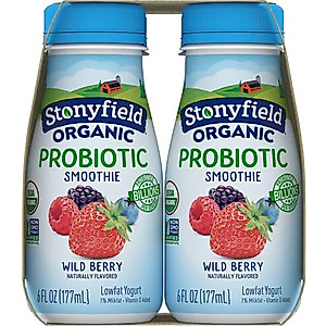 Stonyfield Organic, Low Fat Wild Berry Smoothie, 6 Fl Oz Bottles, 4Ct