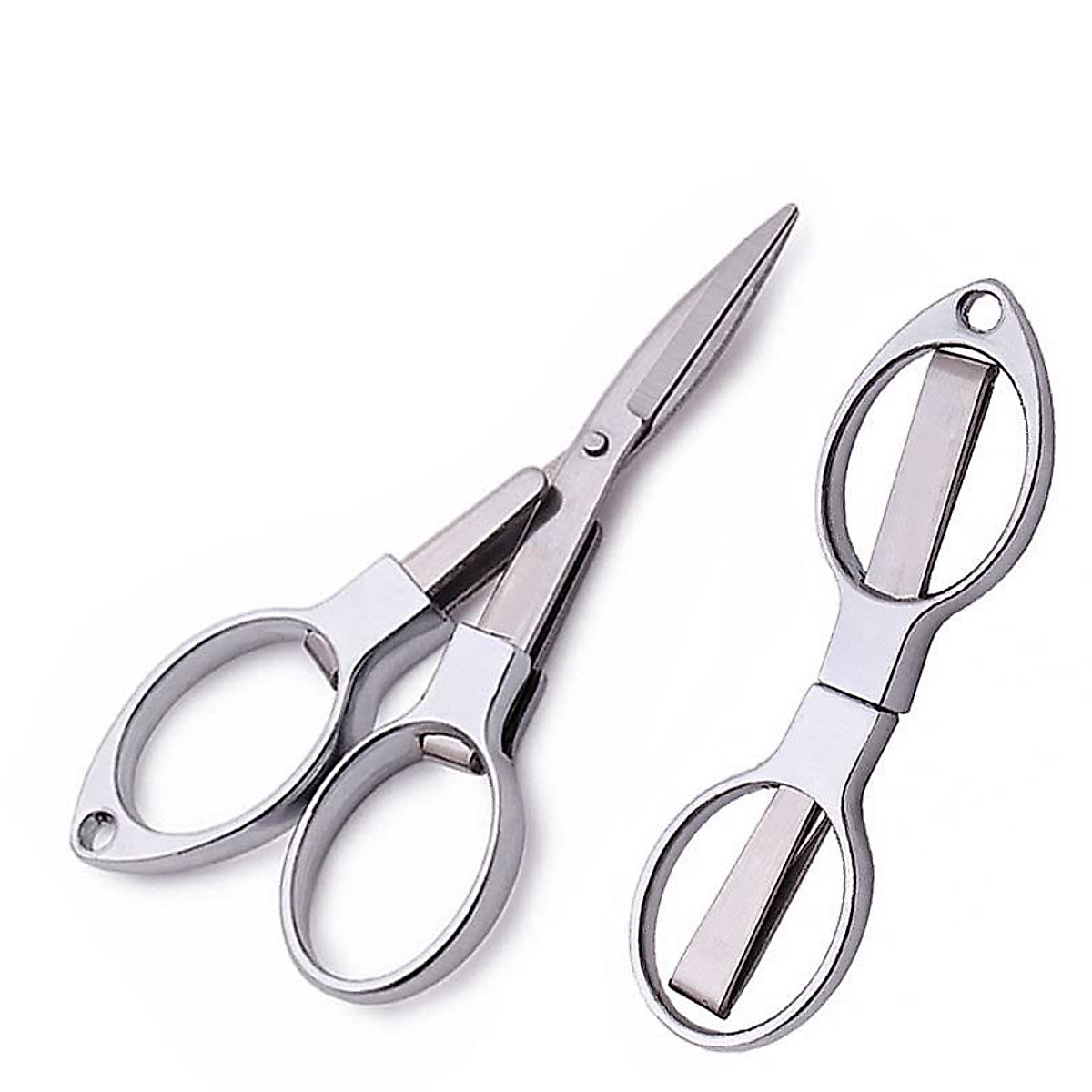 Allpdesky 2 Pieces Stainless Steel Scissors Anti-Rust Folding Scissors Glasses-Shaped Mini Shear for Home and Travel Use