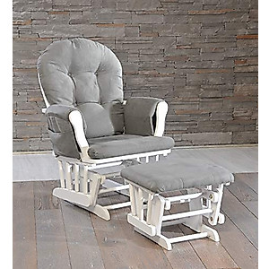 REJOICE HOME Atoll Glider with Ottoman, White/Light Grey