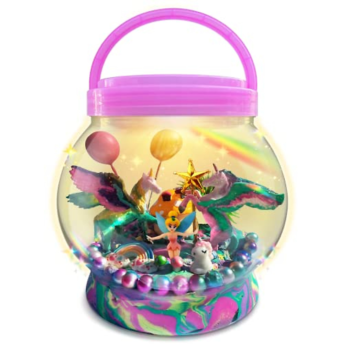 Light-Up & Paintable Fairy and Unicorn Terrarium Kit for Kids, Birthday Gifts For Girls, Unicorn Toys, DIY Arts & Crafts Presents Stuff for Age 4 5 6 7 8-12 Year Old Girl Gift, Science Clay Activities