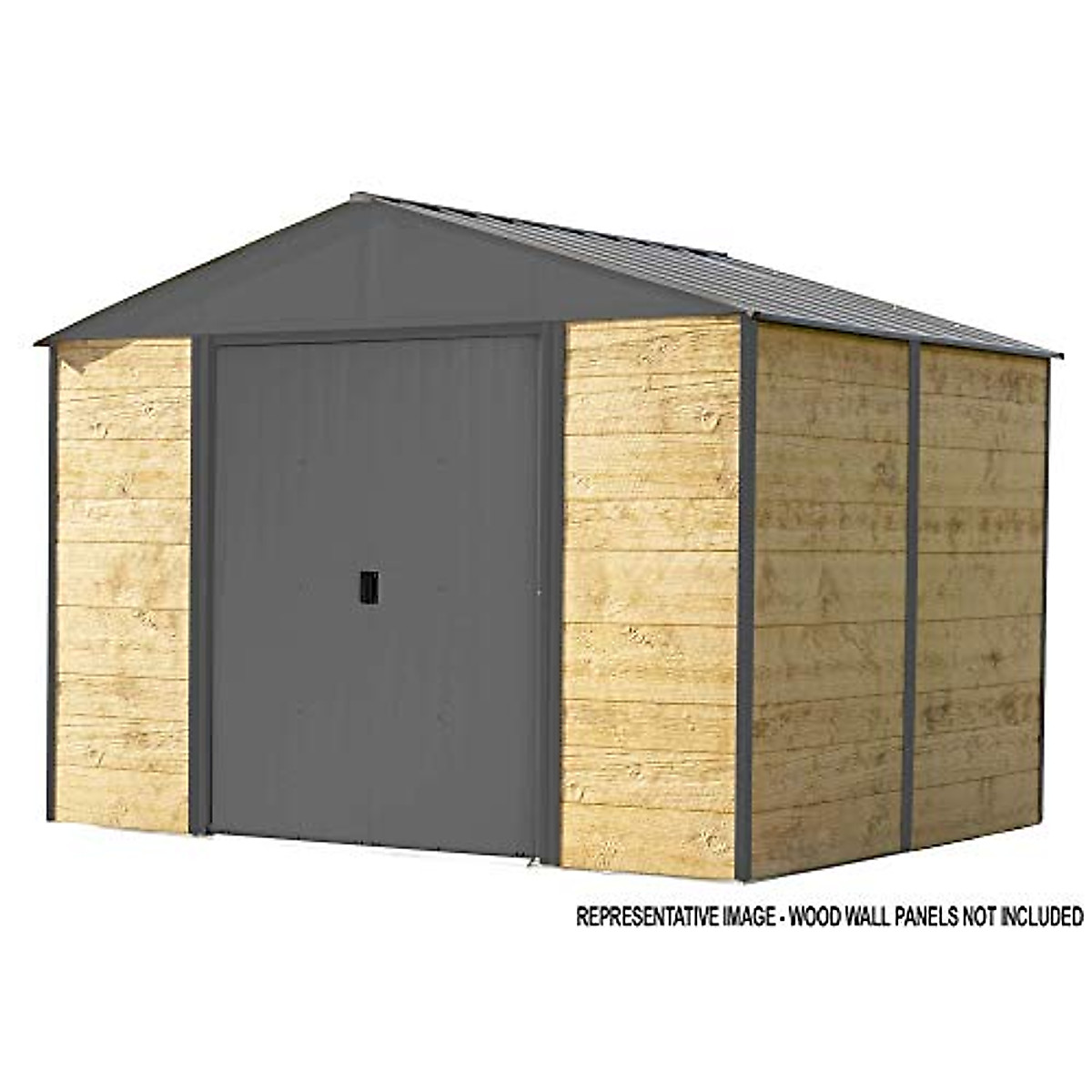 Arrow Shed 8' x 8' Ironwood Galvanized Steel and Wood Panel Hybrid Outdoor Shed Kit, Anthracite