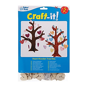 Baker Ross AX759 Heart Tree - Pack of 2, Woodcrafts for Kids to Make, Paint, Decorate and Display for Valentine's Day