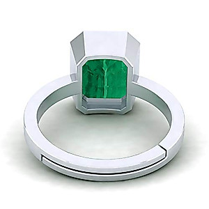 LMDPRAJAPATIS 5.50 Carat Original Emeald Panna 925 Silver Ring/Emeald Square Cut Gemstone ring