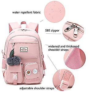 Lmeison Pink Backpack School Backpack for Girls Laptop Backpacks 15.6 Inch School Bag College Backpack Travel Back Pack Large Bookbags for Teens Women Students