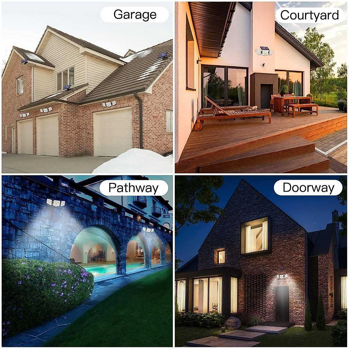 Solar Motion Lights Outdoor 2 Packs, Solar Flood Light with Remote, Solar Security Lights, Security Pendant Light Kits for Indoor Home Shed Gazebo Porch, with Adjustable Solar Panel and 15.4Ft Cord