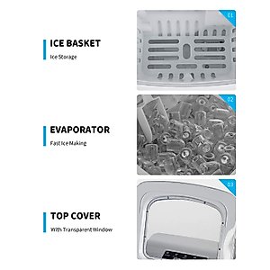 KUPPET Ice Maker Machine for Countertop, Portable Automatic Ice Maker with LCD Display, 9 Ice Cubes Ready in 6min, 26 lbs/Day - for Parties/Home/Office/Bar, Ice Scoop and Basket (Silver)