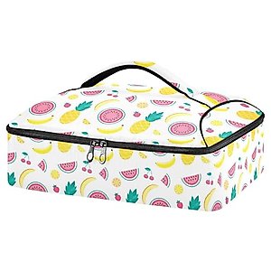 Kcldeci Insulated Thermal Food Carrier Insulated Casserole Carrier for Hot or Cold Food,Pineapple Lemon Melon Insulated Tote Bag for Potluck Cookouts Parties Picnic,Lasagna Lugger