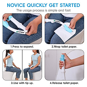 Wefaner Foldable Toilet Aid, 15.6“ Long Comfort Wipe Wand Bottom Buddy Toilet Self Tissue Aids for Toileting, Self Help Wipe Butt for Fat People Limited Mobility,Elderly, Pregnancy
